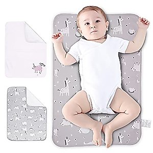 SWESEN 2 Pack Diaper Changing Pad Liners Waterproof, Portable Baby Changing Mat for Newborn Boy Girls, Soft Washable and Reusable, 20" x 28", White Bear