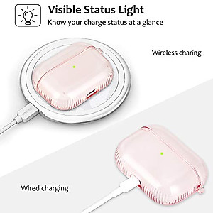 KOREDA Protective Cover Compatible with AirPods Pro & AirPods Pro 2 Case, Soft Clear Full Protective Case Shockproof Cover with Keychain Set for Airpods Pro 2nd Generation/1st Generation Case (Pink)