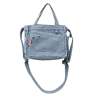 GESALOP Women's Denim Crossbody Bag, Small Shoulder Bag, Denim Purse, Handbag (Light blue)
