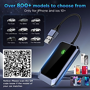 Wireless Carplay Adapter, Converts Wired to Wireless carplay Adapter for iPhone, Wireless Control Plug & Play Carplay for Cars from 2017 & for Apple iPhone iOS 10+