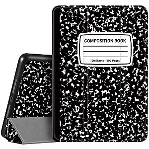 Hi Space for iPad 9th 8th 7th Generation Case for iPad 10.2 Case 2021 2020 2019 Composition Notebook with Pencil Holder, Book Trifold Protective Shockproof Cover with Auto Sleep Wake for A2270 A2428