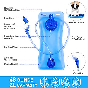 Hydration Backpack with 2L Hydration Bladder Water Backpack for Hiking Hydration Pack for Running Cycling Hiking Festival Gear.