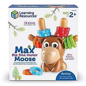 Learning Resources Max the Fine Motor Moose - 13 Pieces, Ages 2+ Toddler Learning Toys, Fine Motor Toy for Toddlers, Preschool Toys