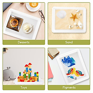 10 Pack Plastic Art Trays,Activity Crafts Tray,Organizer Tray,Serving Tray for Home,School,Kids,DIY Projects,Painting,Beads (White)