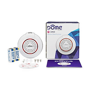 Dome Home Automation Wireless Z-Wave Battery-Powered Home Security Siren and Chime,
