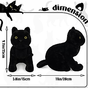 Hagusahuo Black Cat Plush Cat Stuffed Animal Toy, Soft Black Cat Stuffed Animal Pillow, Cute Cat Plushie Stuffed Doll Toy for Kids Boys Girls
