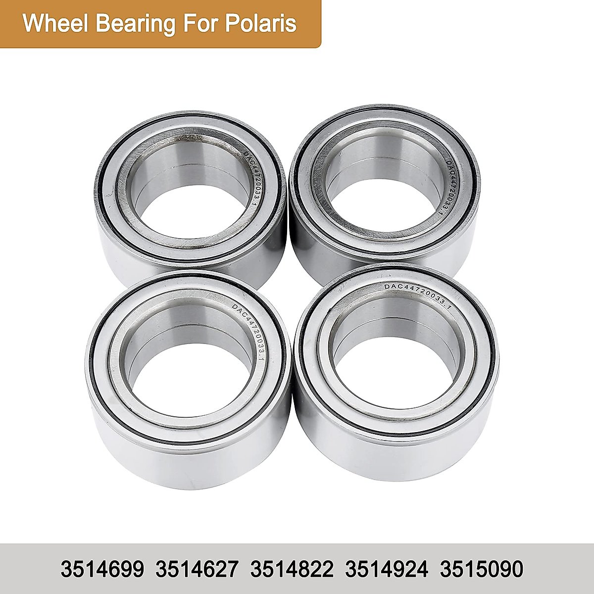 Front and Rear Wheel Hub Bearings Compatible with Polaris RZR 900 1000 4 S XP XC Turbo All Models，Replace # 3514699，3514627，3514822，3514924，3515090.（4 PCS)