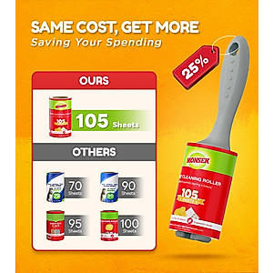 MONSEK Lint Rollers 525 Sheets Mega Value Set, 4X Extra Sticky Lint Roller for Pet Hair, Pet Hair Remover with 2 Upgraded Handle 5 Rollers, Portable Lint Remover for Clothes, Furniture, Dog & Cat Hair