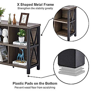 FATORRI Rustic 6 Cube Storage Organizer with Shelf, Wood and Metal Cubby Bookcase, Industrial Horizontal Bookshelf (Walnut Brown, 47 Inch)