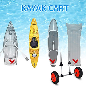 Soozier Kayak Cart, Trolley Trailer Kayak Wheels with Strong Aluminum Frame, Adjustable Width Crossbar, & Large Tires