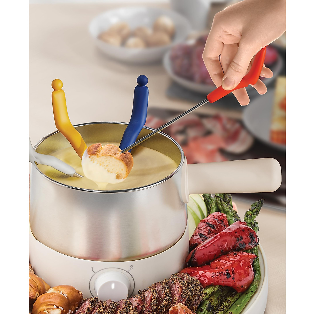 Sharper Image® Fondue Set – Electric Fondue Pot, Adjustable Heat, BPA-Free Stainless Steel, Cheese & Chocolate Fountain, Housewarming & Wedding Gift, Home Essentials Kitchen Gadgets, Mini Appliances
