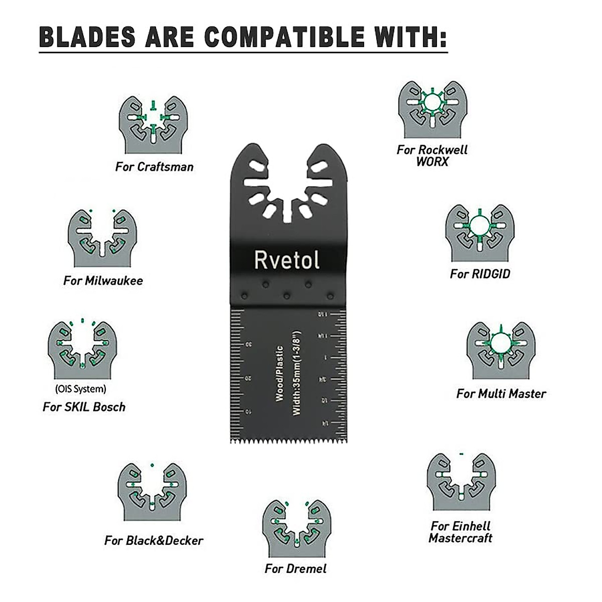 5 Wood Oscillating Tool Saw Blades, Professional Universal Multitool Blades Kit, 1-3/8-Inch Multitool Quick Release Blades Compatible with Dewalt Dremel Porter Cable Fein Worx Makita