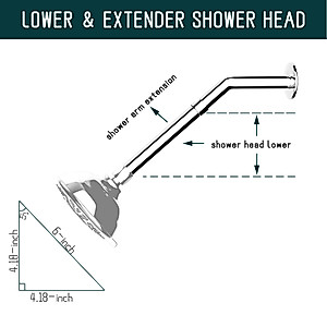 iFealClear Shower Arm Extension, Solid Brass Shower Head Extension Arm Water Outlet Lowers Existing Shower Head, Easy to Install & Durable Shower Pipe Extension for Bathroom, 6 Inch Chrome Finish 1PC
