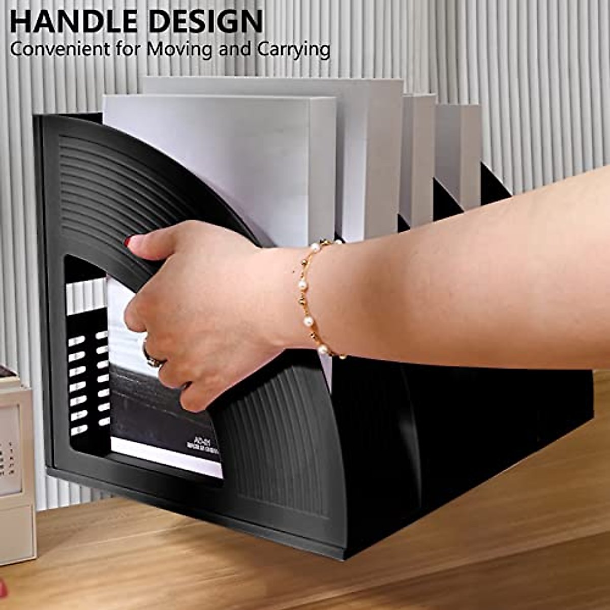 Lemical Sturdy Magazine File Holder Organizer No Width Limitation Book Rack Desktop File Folder Frames Dividers Document Storage Box File Rack File Sorter Office Supplies