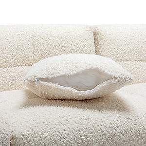 LUMISOL Large Sectional Sofa with Movable Storage Ottoman and 2 USB Ports, Teddy Fleece Fabric Sectional Sofa Couch with Lumbar Pillows, L-Shaped Sofa Couch for Living Room Apartments, Creamy White