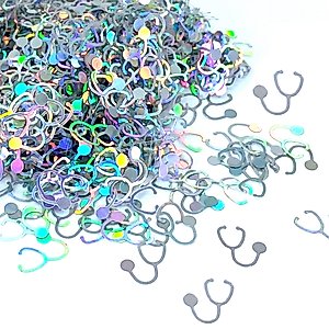 Stethoscope Shape Glitter, Stethoscope Shape, Hospital, Glitter for Nails, Glitter for Tumblers, Glitter Shapes for tumblers, Glitter Shape Confetti (1oz)