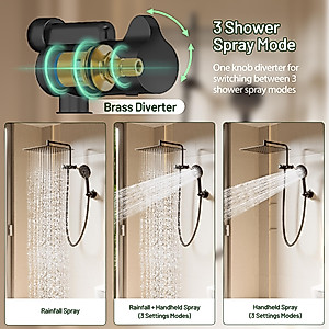 Kurpot Double Shower Heads with Handheld Spray Combo, 10" Stainless Steel Rain Shower Head with Handheld, 3+3 Shower Mode, 13" Adjustable Shower Extension Arm and 59" Long Shower Hose, Matte Black