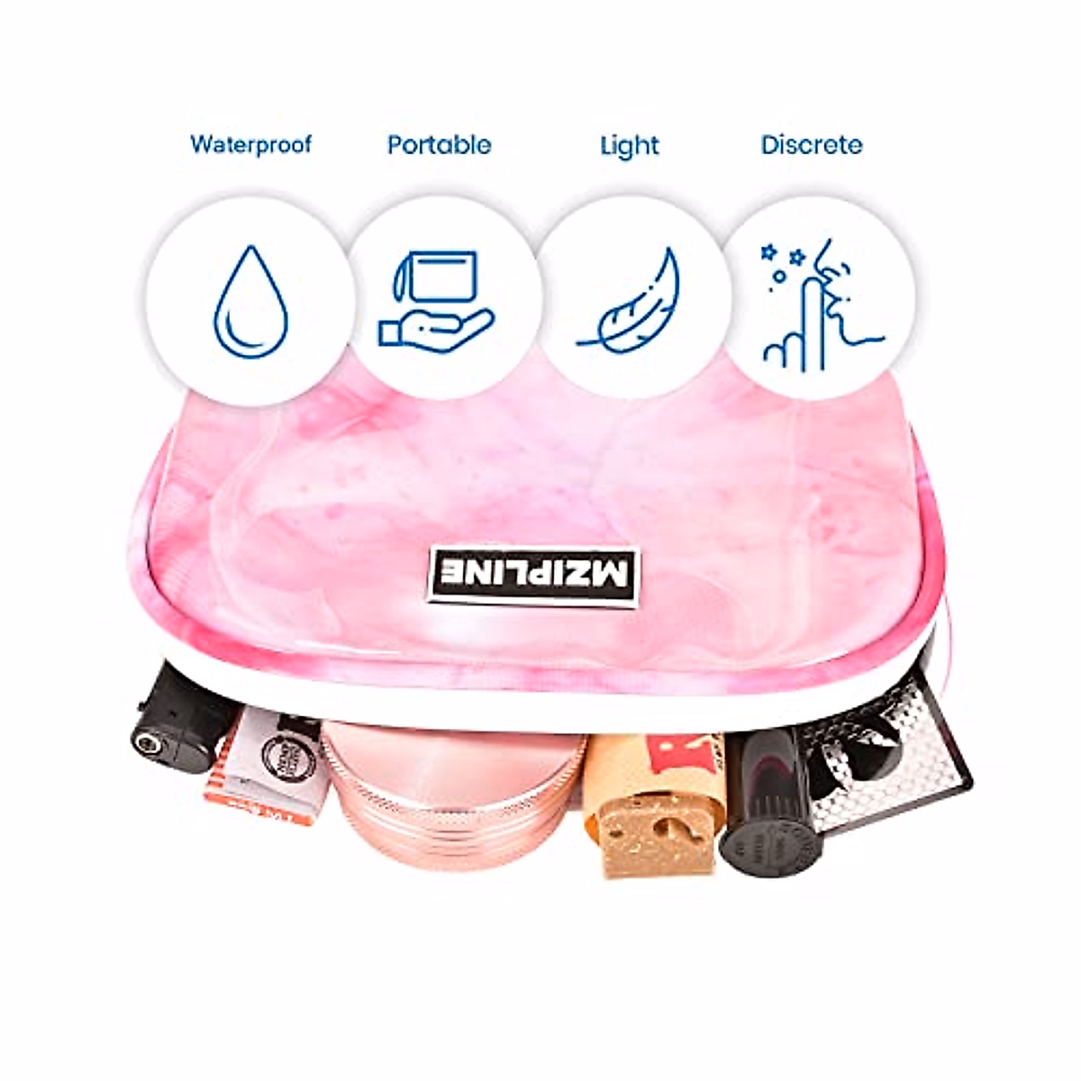 MZIPLINE Small Bag - Smell Proof - Water Resistant Mini Vanity Case Pouch with Carbon Filter System for Girl Women Travel Storage