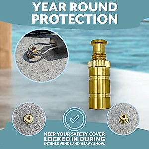 Poolzilla Pool Safety Cover Brass Anchors for Concrete and Pavers - 10 Pack - Universal Fit