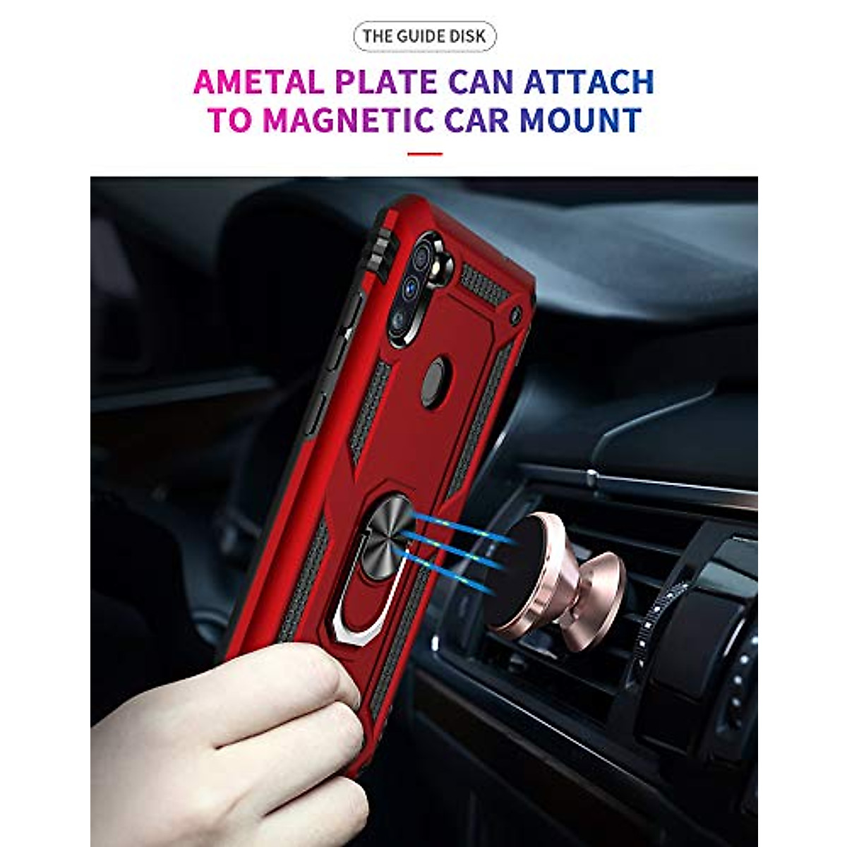 PUSHIMEI Samsung A11 Case,Galaxy A11 Case, Military Grade Heavy Duty Armor Protection Phone Case Cover with HD Screen Protector Magnetic Ring Kickstand for Samsung Galaxy A11 (Red Military Case)