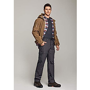 CQR Men's Winter Tactical Cargo Pants, Thermal Fleece Lined Outdoor Snow Ski Hiking Work, Fleece Cargo Charcoal, 38W x 30L