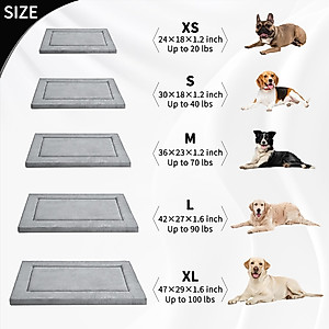WESTERN HOME Dog Bed for Crate, High Resilience Foam Dog Crate Mat Kennel Pad with Soft Wavy Plush, Comfortable Anti-Slip Washable Large Dog Bed for Large Medium Small Dogs & Cats, Grey