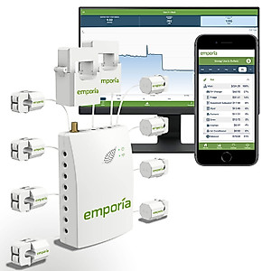 Smart Home Energy Monitor with 8 50A Circuit Level Sensors | Vue - Real Time Electricity Monitor/Meter | Solar/Net Metering