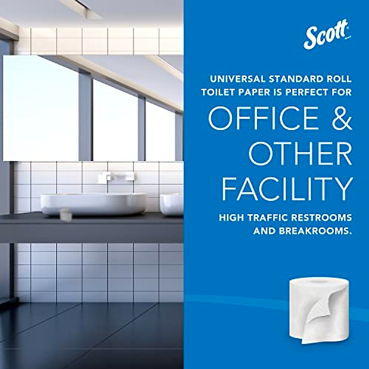 Scott Professional Standard Roll Bulk Toilet Paper (13607), 2-Ply, Elevated Design, White, Individually Wrapped, Compact for Easy Storage (20 Rolls of 550 Sheets, 11,000 Sheet Total)