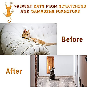 LSAIFATER Cat Scratching Post, Wooden Sisal Cat Wall Scratcher, Floor or Wall Mounted Vertical Cat Scratch Pad for Indoor Cats Adults or Kittens, Cat Wall Furniture Protector