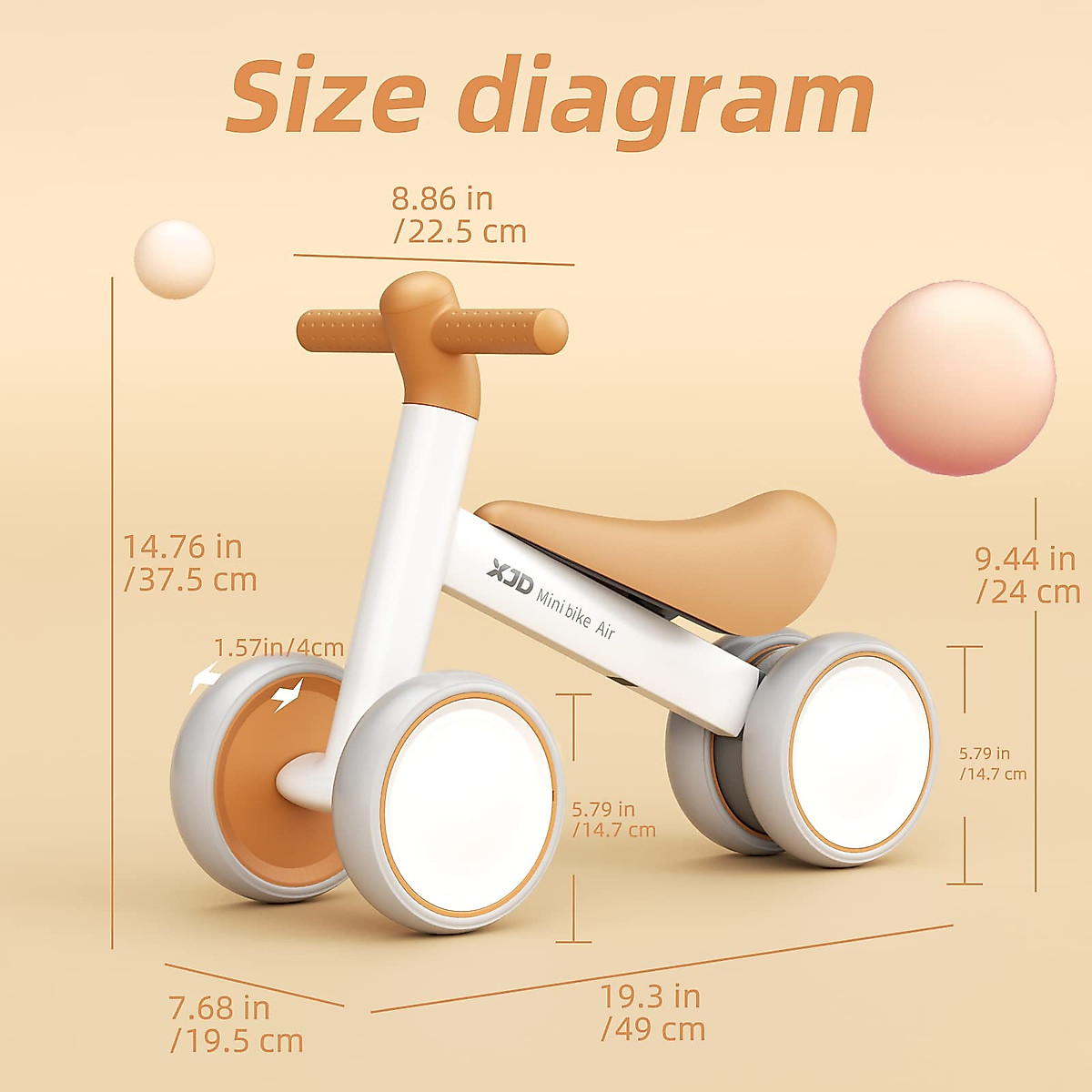 XJD Baby Balance Bikes Bicycle Baby Toys for 1 Year Old Boy Girl 10 Month -36 Months Toddler Bike Infant No Pedal 4 Wheels First Bike or Birthday Present Children Walker (Pink)