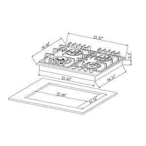 Empava 24" Gas Cooktop in Black Tempered Glass with 4 Burners 24XGC28
