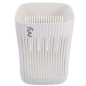 Kichvoe Waste Paper Basket, Hollow Pattern Desktop Trash Can White Rubbish Bin Without Lid for Home, Office, Living Rooms, Bedrooms