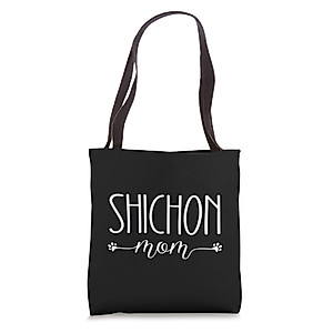 Dog Paw Print Shichon Mom Tote Bag