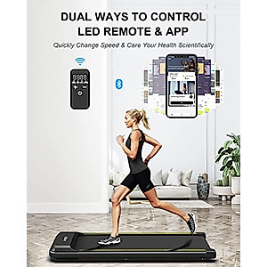 AKSO Walking Pad Under-Desk Treadmill, 300lbs Capacity, Quiet 3.8mph, LED Display Remote Control &APP, Portable Mini Desk Treadmill for Home Office Small Apartment