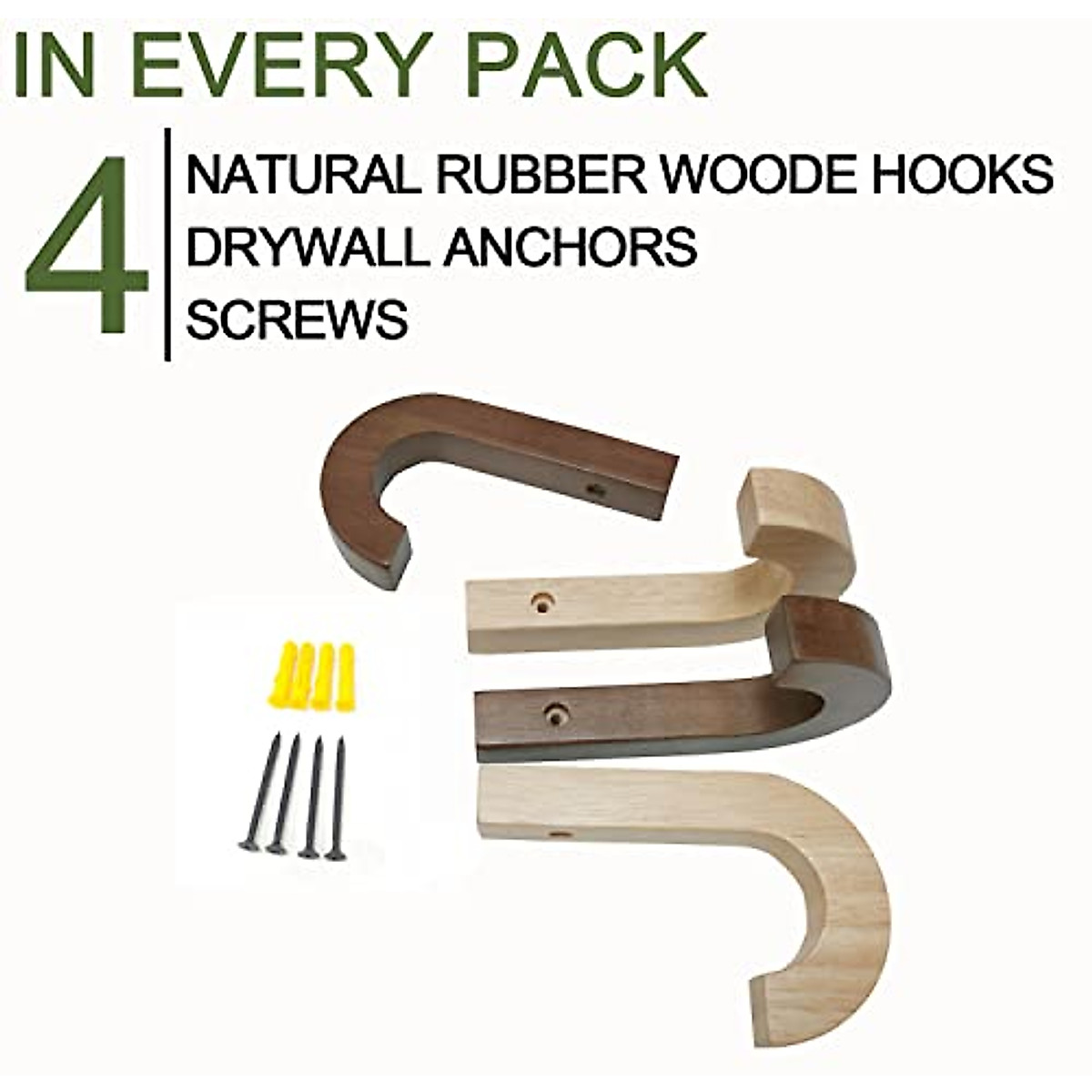iPreference Wooden Hooks Wall Hook Decorative J Hook Wall Hook Hat Rack Coat Rack Tower Hanger 4pcs