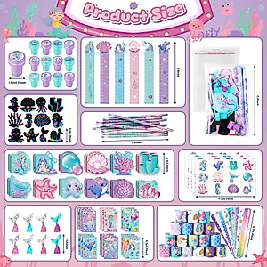 BenLouis 120Pcs Mermaid Party Favors Little Mermaid Pencils Stickers School Stationery Bulk for Kids Mermaid Birthday Decor Baby Shower Candy Goodie Bag Stuffer Classroom Rewards Pinata Supplies