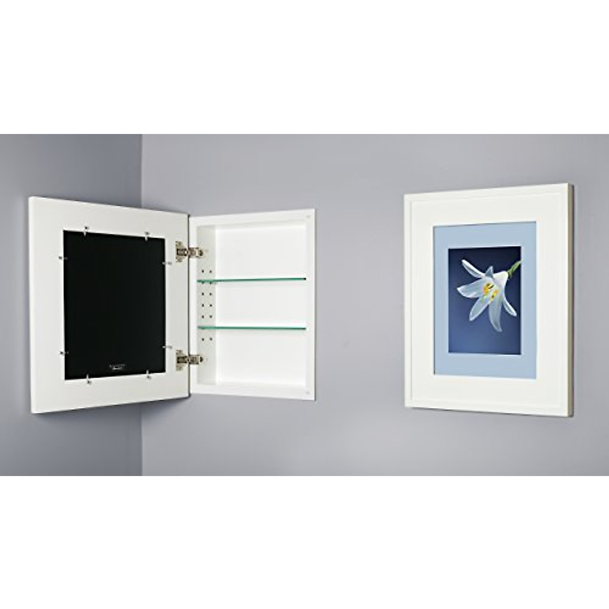 Fox Hollow Furnishings 13x16 Regular Concealed Cabinet - Medicine Cabinet with Picture Frame Door! (White)