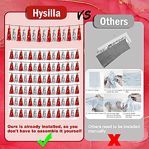 6P Foil Fringe Metallic Tassel Streamers Banner Tassel Garland for Parade Floats, Bachelorette, Wedding, Birthday, Halloween, Christmas, Bridal/Baby Shower Party Decorations (RedSilver)