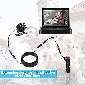 MONOJOY Baby Car Mirror Camera, 4.3'' HD Display Baby Mirror for Car Back Seat Full View Infant, Night Vision Baby Car Camera Baby Rear Facing Seat, Car Seat Mirror for Baby Car Seat Rear Facing