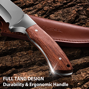 FLISSA Survival Hunting Knife with Sheath & 3Pcs Lighters Tool Set, Windproof Flameless USB Rechargeable Lighters, Waterproof LED Headlamp with 5 Light Modes, 12 in 1 Multitool Plier