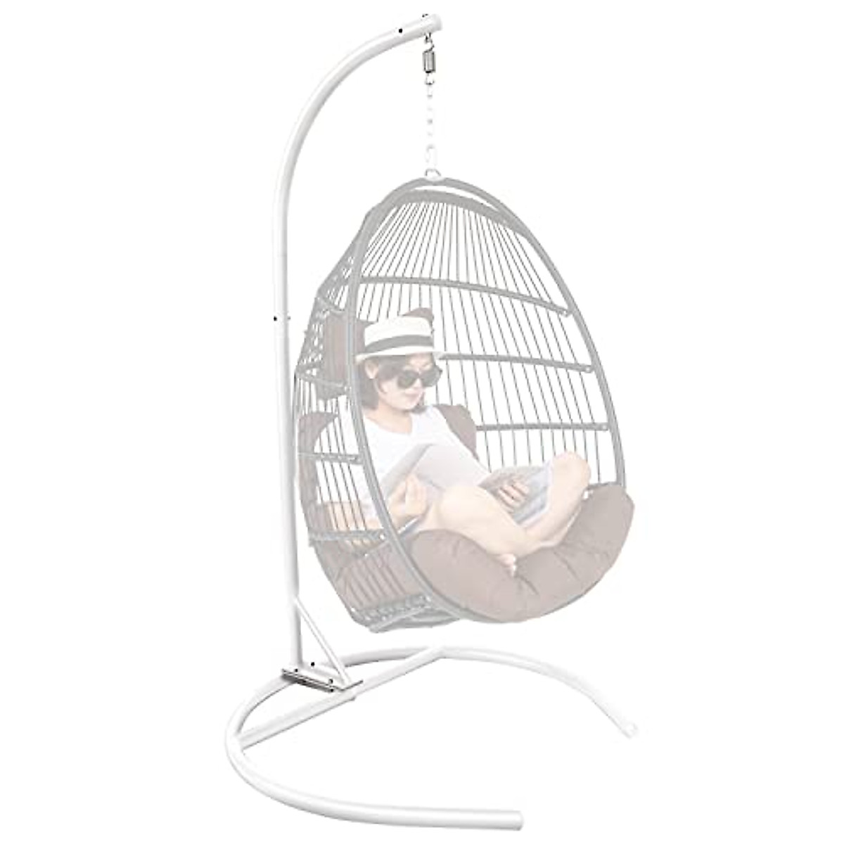 C-Shape Base Hanging Chair Hammock Stand - Powder Coated Construction for Egg Chair and Indoor/Outdoor Hammock Chairs, X-Large (White)