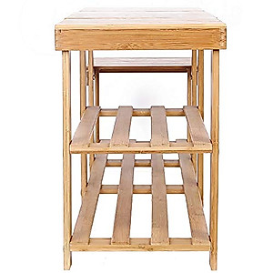 Clevr 44" Extra Large 3-Tier Natural Bamboo Shoe Rack Bench, with Storage Drawer on Top on Top, Entryway Shoe Organizer Seat Storage Shelf Hallway Furniture