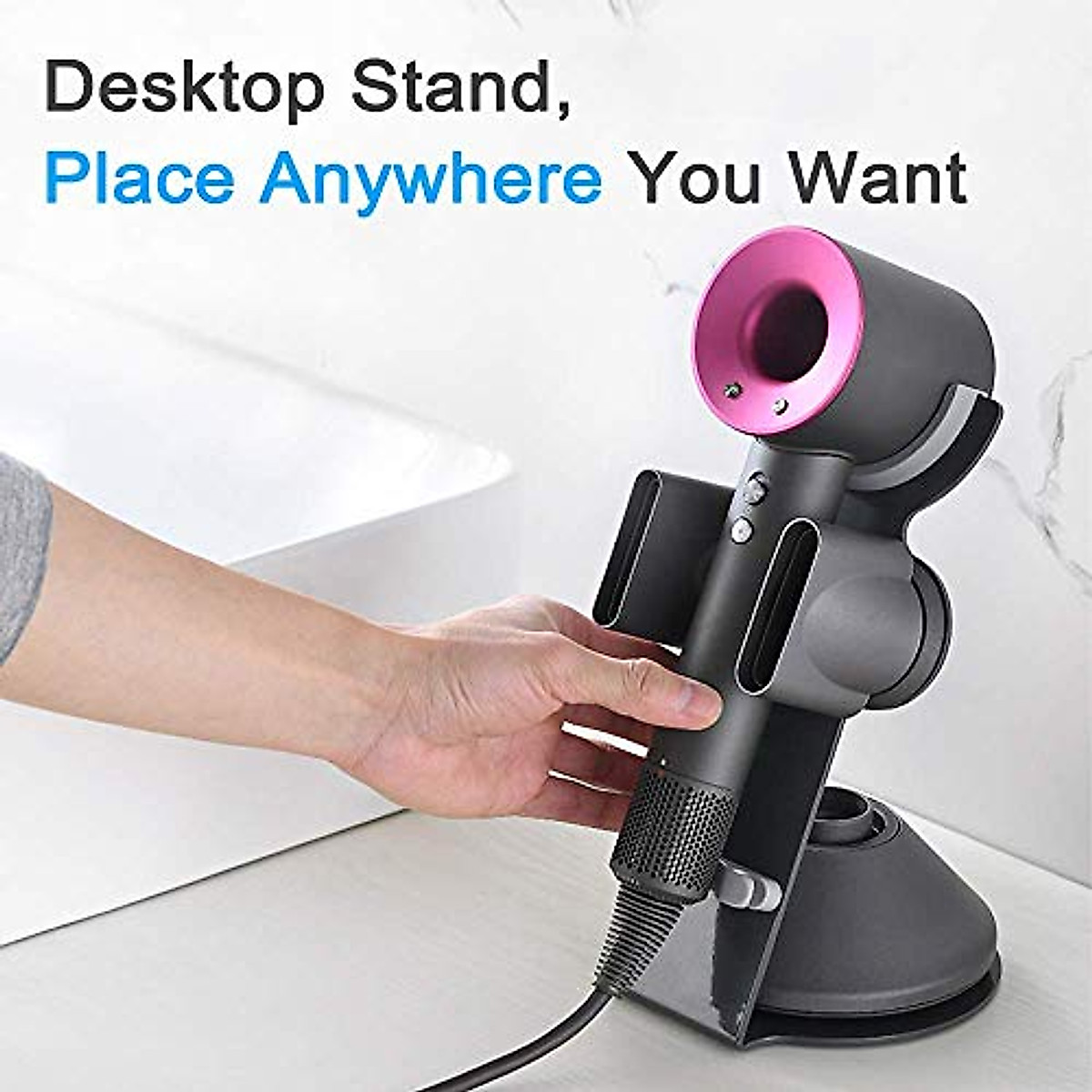 Stand Holder for Dyson Supersonic Hair Dryer Diffuser Nozzles and Wall Mounted Holder for Dyson Airwrap Styler Accessories Storage Stand Rack Bracket with Adhesive for Home Bedroom Bathroom Organizer