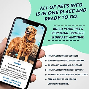 MYLUCKYTAG QR Code Silicone Pet ID Tag Dog Cat Tag, Online Pet Profile, Pet Location Alert Email, Digital Pet Tag, Quiet Dog Tag, Durable Pet ID, Dog Collar Tag, Engraved Pet Tag