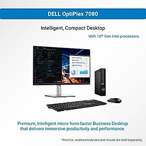 Dell OptiPlex 7080 Micro Form Factor Mini Business Desktop, Intel Core i5-10500T Processor, 16GB RAM, 256GB PCIe SSD, RJ45, DisplayPort, Wi-Fi 6, Windows 11 Pro