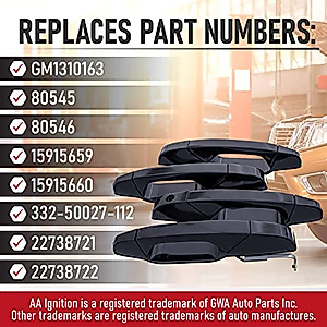 Exterior Black Door Handle Set of 4 - Compatible with Chevy, Cadillac & GMC Vehicles - 2007-2014 Silverado, Tahoe, Escalade, Sierra, Yukon, Avalanche - Replaces 15915659, 20828237, 20954796