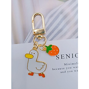 Meefisher 2 PCS Cute Keychain Kawaii Duck Aesthetic Key Ring Keychains Charm Accessories for Backpack U Disk Decor Bag, Birthdays, Jewelry gifts