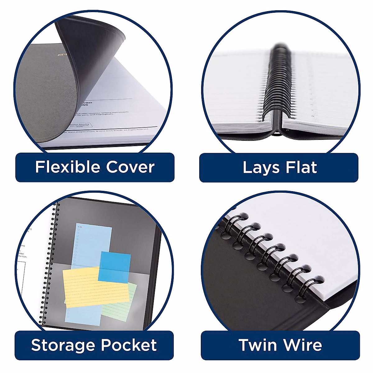 AT-A-GLANCE 2024 Weekly Planner, Hourly Appointment Book, 7" x 8-3/4", Medium, Black (708650524)