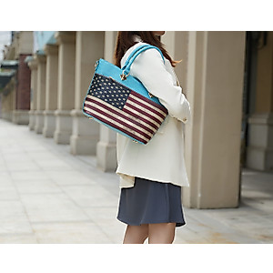 MKF Collection USA Tote Crossbody Bag for Women, American Flag Vegan Leather Top-Handle Messenger, Satchel Shoulder bag Purse