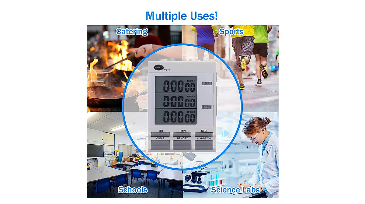 Digital Triple Kitchen Timer - Perfect for Cooking & Baking